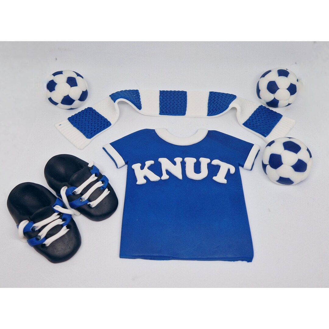 Fondant Football Cake Topper Set - Etsy