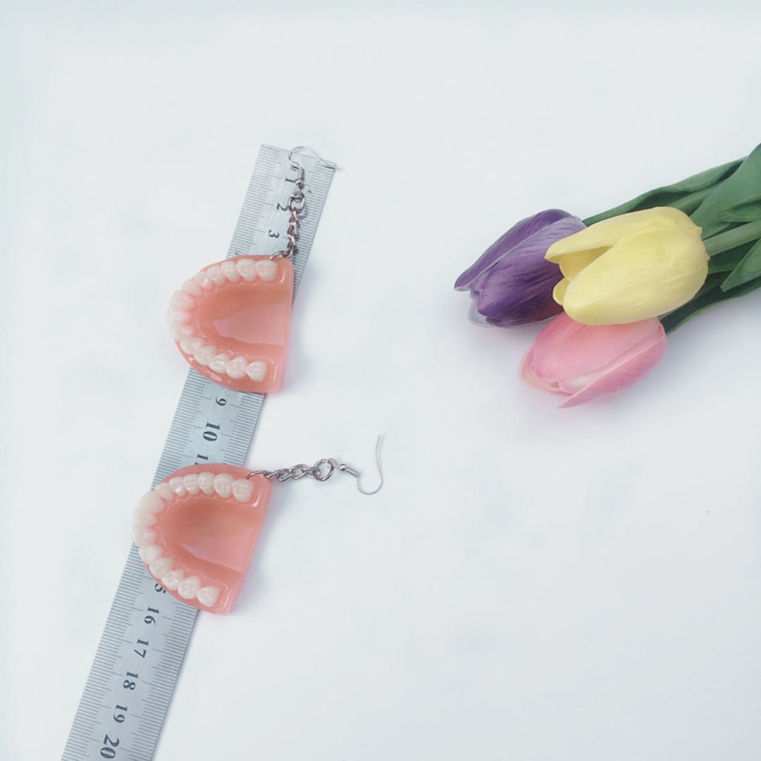 Weirdcore Teeth Earrings 3D Denture Earrings Unique and - Etsy