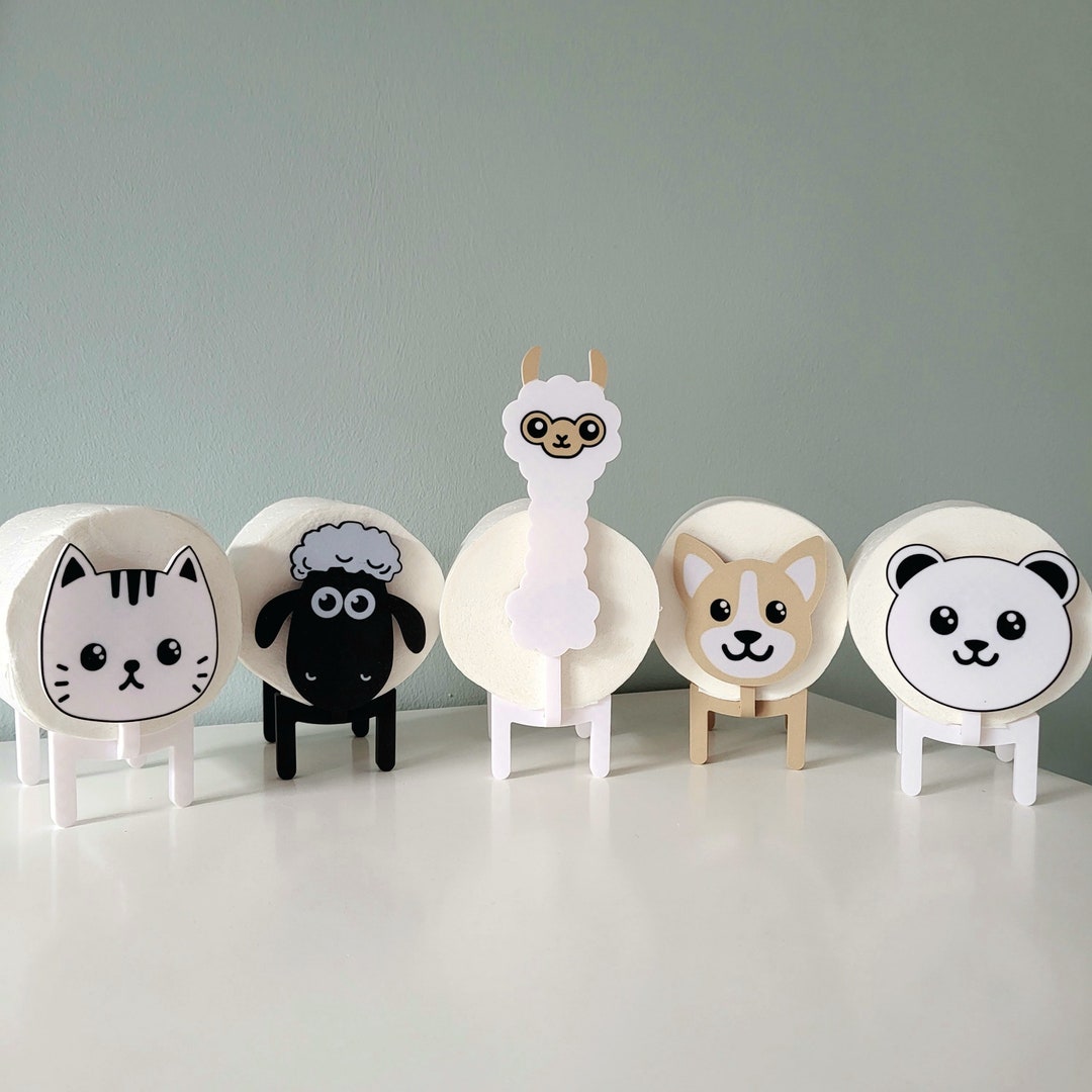 Set of 2 Animal Toilet Paper Roll Holder | Sheep | Alpaca | Dog | Cat ...