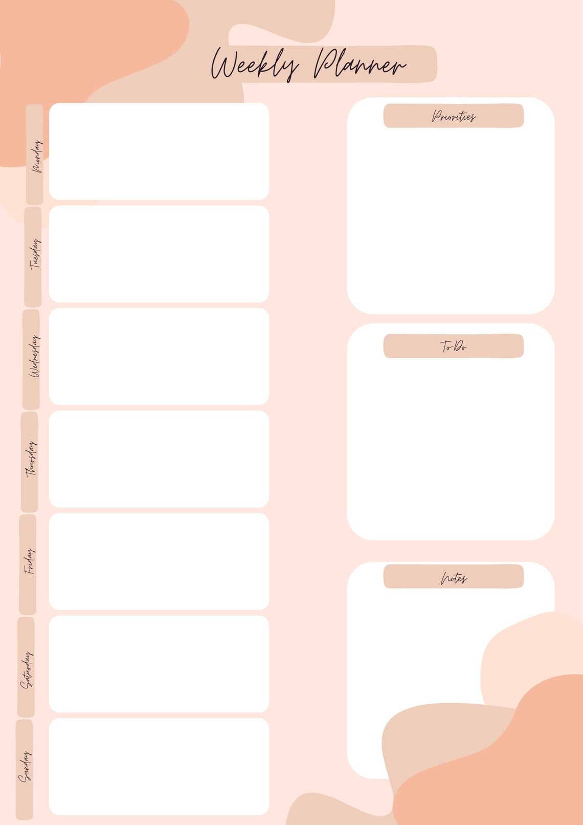 Weekly Planner Printable to Do List, Minimal Weekly Schedule, Weekly ...