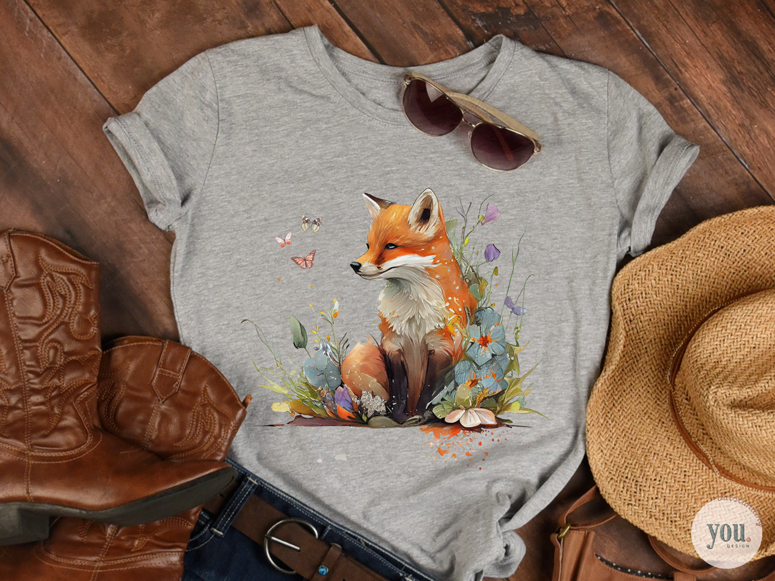 Forestcore Fox Flower Floral T-shirt Woodland Graphic Shirt - Etsy