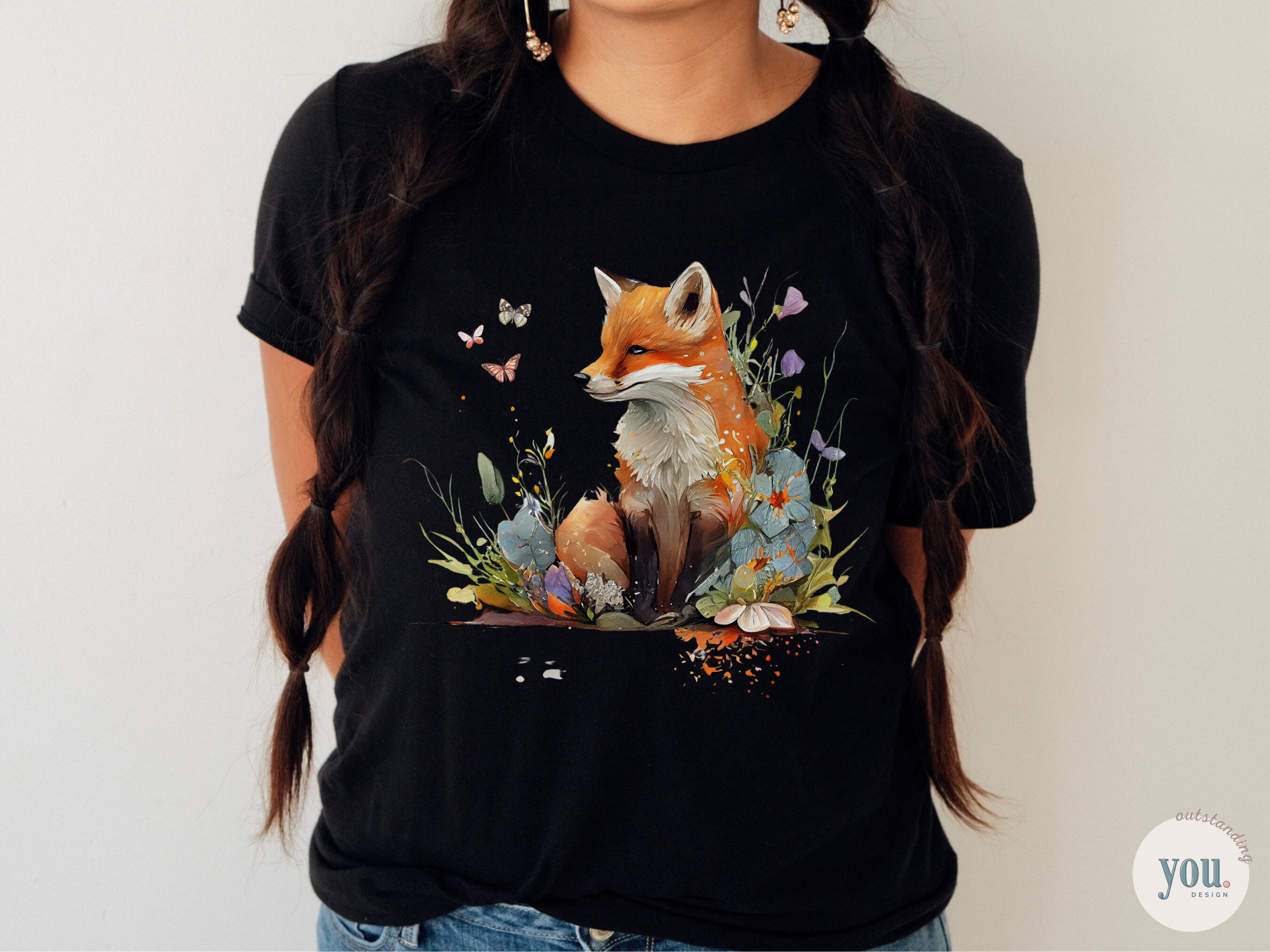 Forestcore Fox Flower Floral T-shirt Woodland Graphic Shirt - Etsy