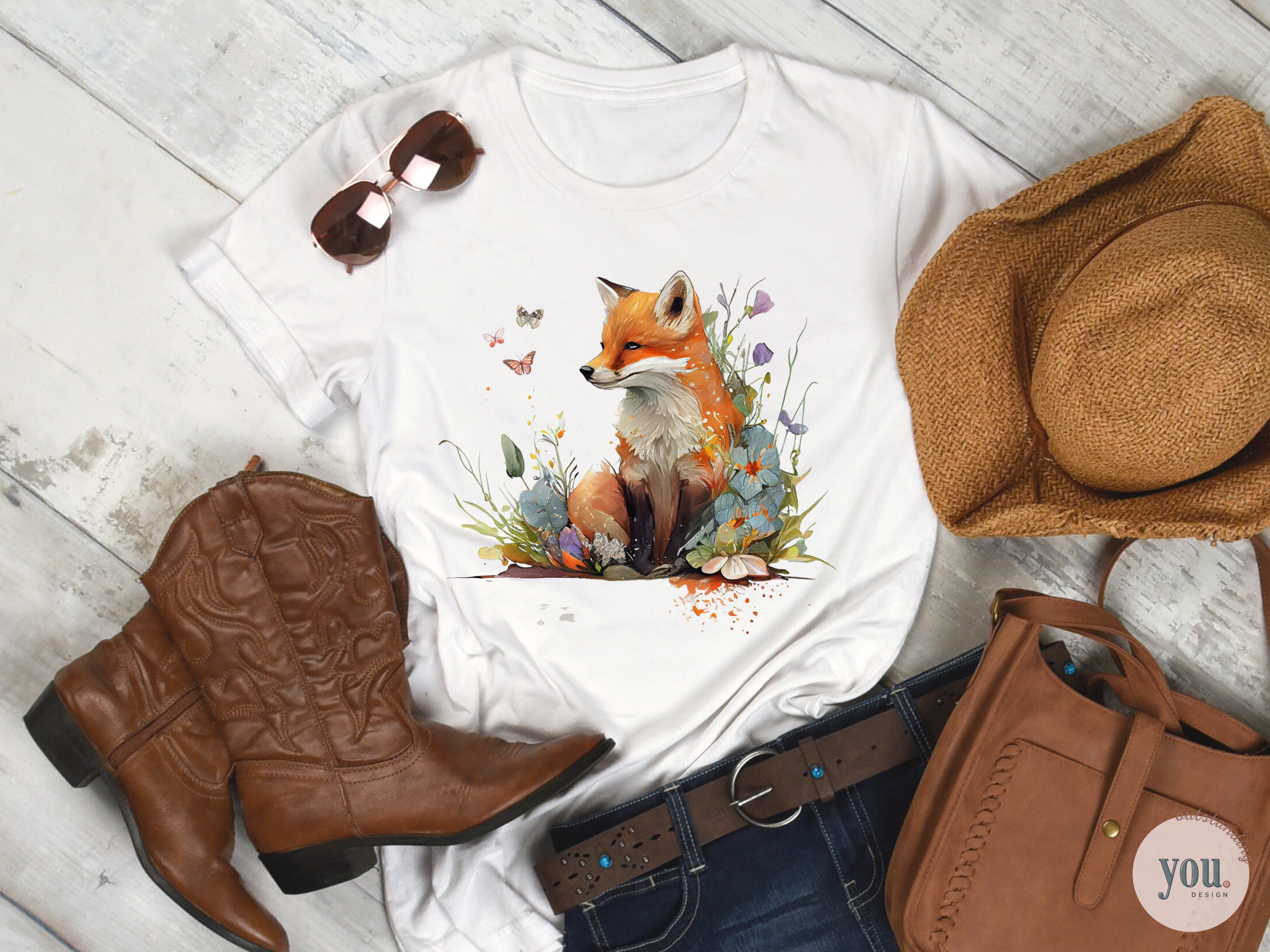 Forestcore Fox Flower Floral T-shirt Woodland Graphic Shirt - Etsy
