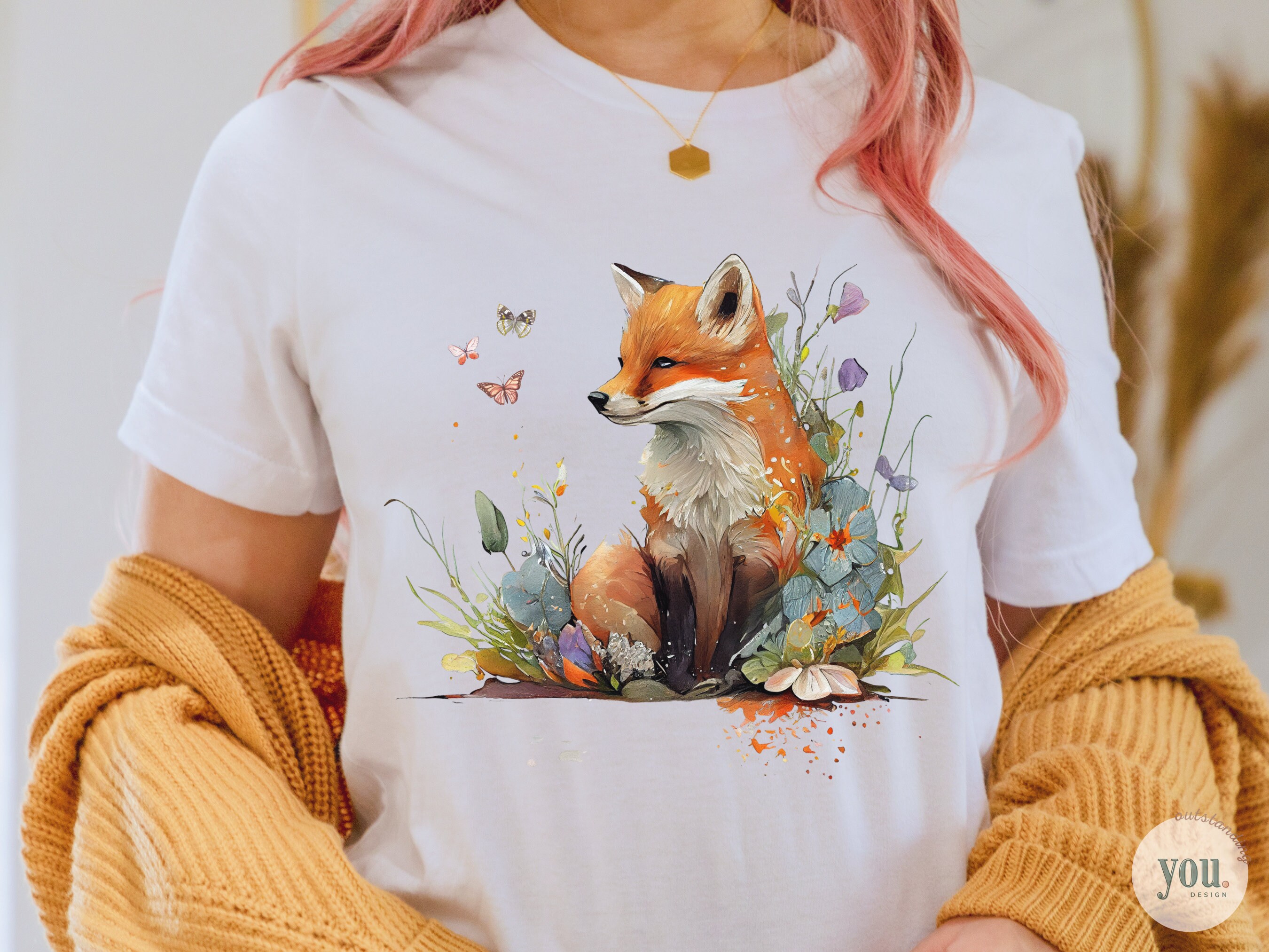 Forestcore Fox Flower Floral T-shirt Woodland Graphic Shirt - Etsy
