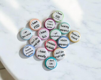 Invisible Disability Pin Back Button Badge, Fridge Magnet or Pocket ...