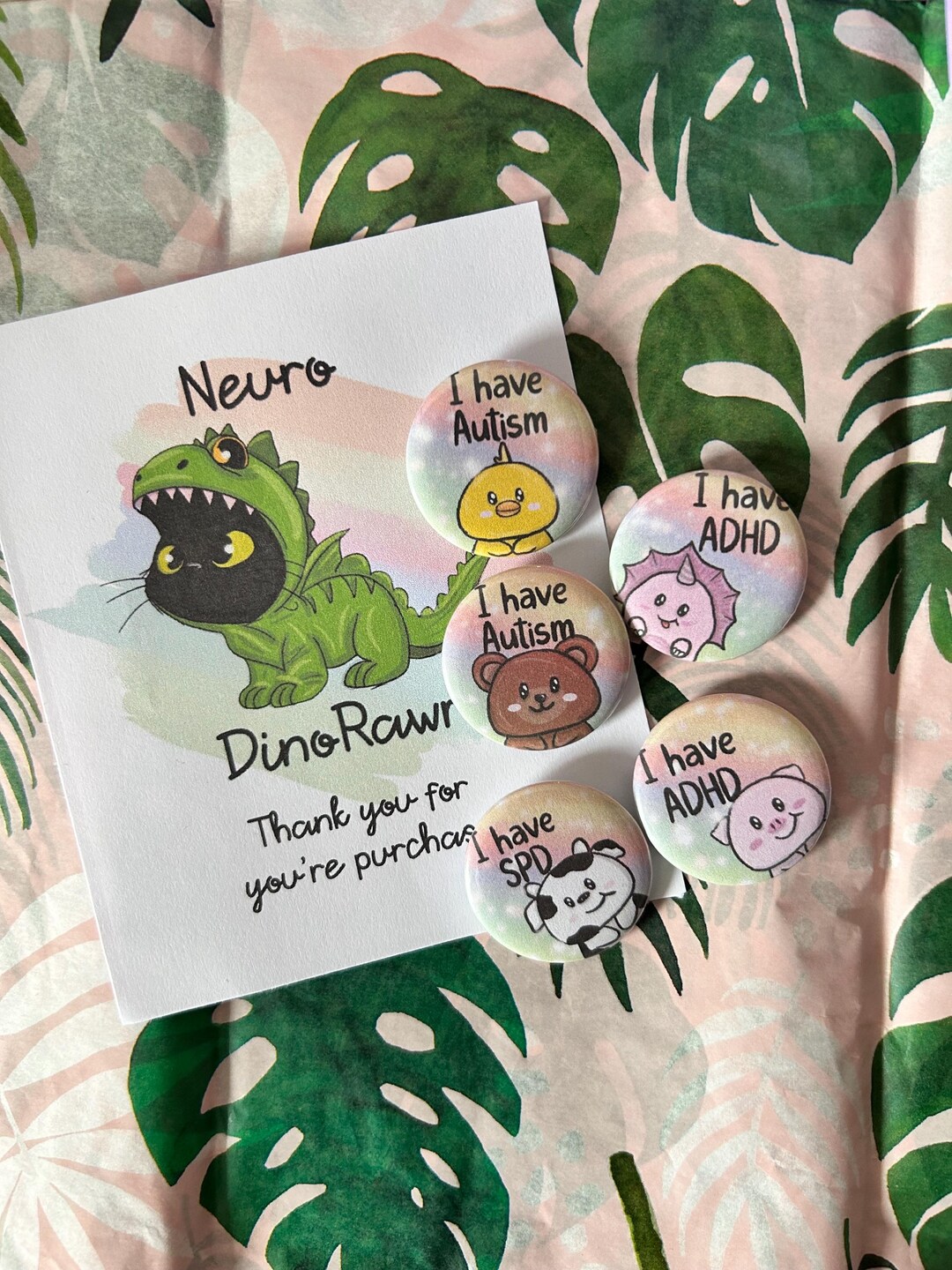 Kawaii Invisible Disability Badges - Etsy