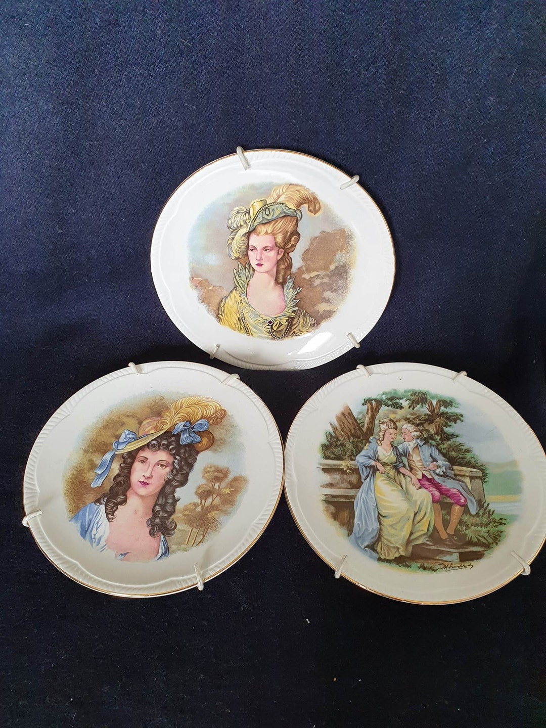 Royal Alma Signed 3 Pieces Wall Plates Made in England. Bone China - Etsy