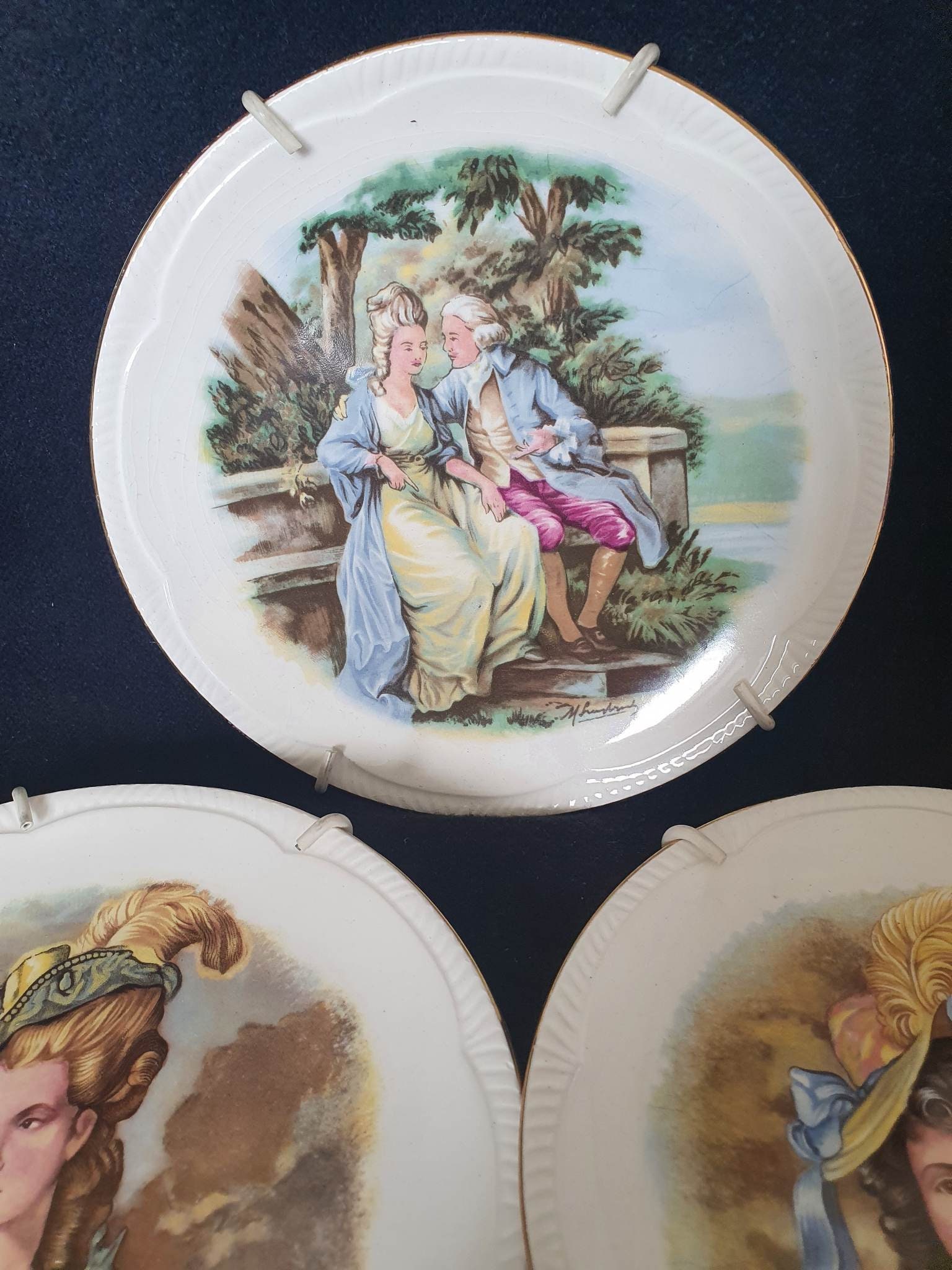 Royal Alma Signed 3 Pieces Wall Plates Made in England. Bone China - Etsy