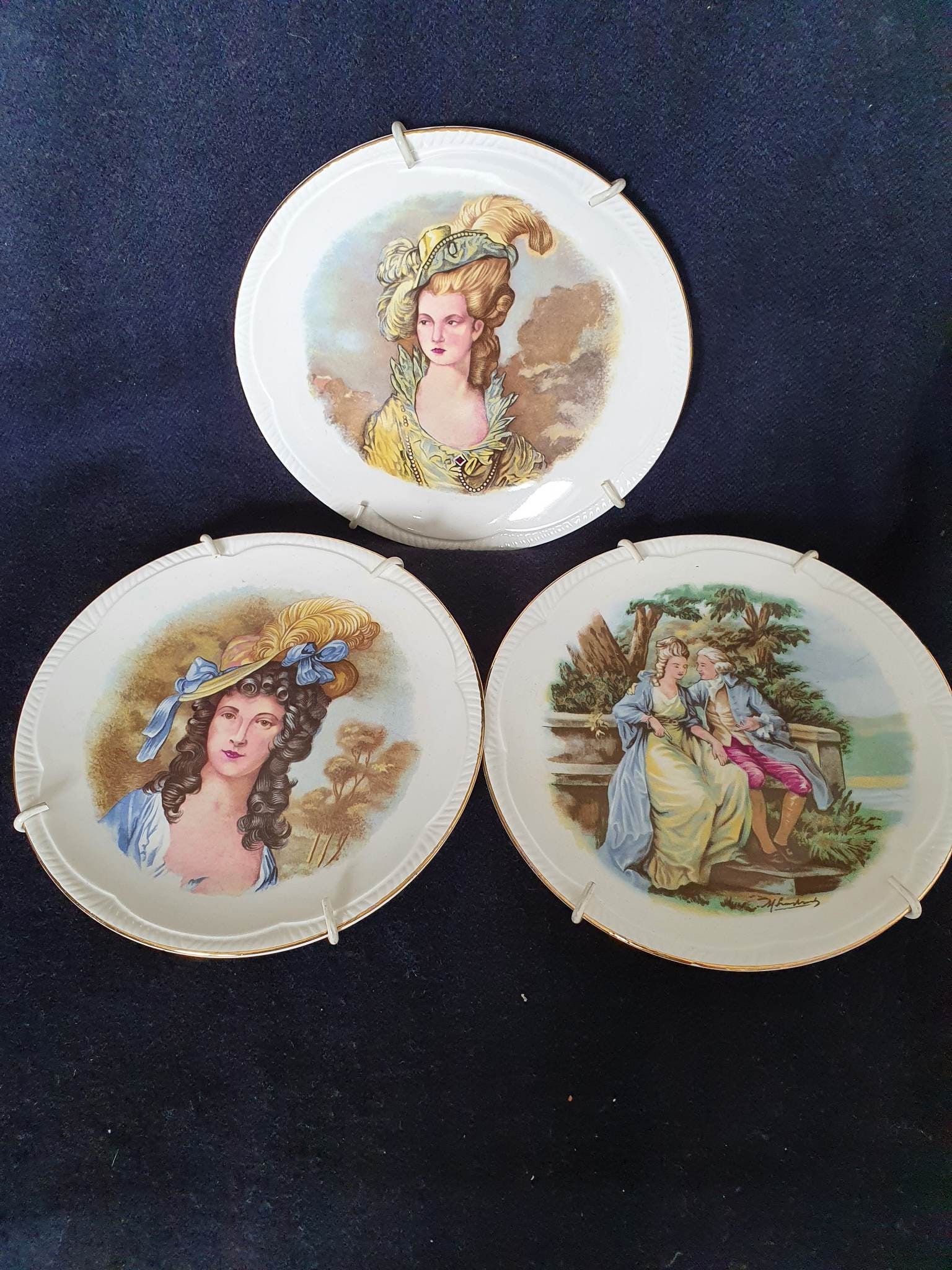 Royal Alma Signed 3 Pieces Wall Plates Made in England. Bone China - Etsy