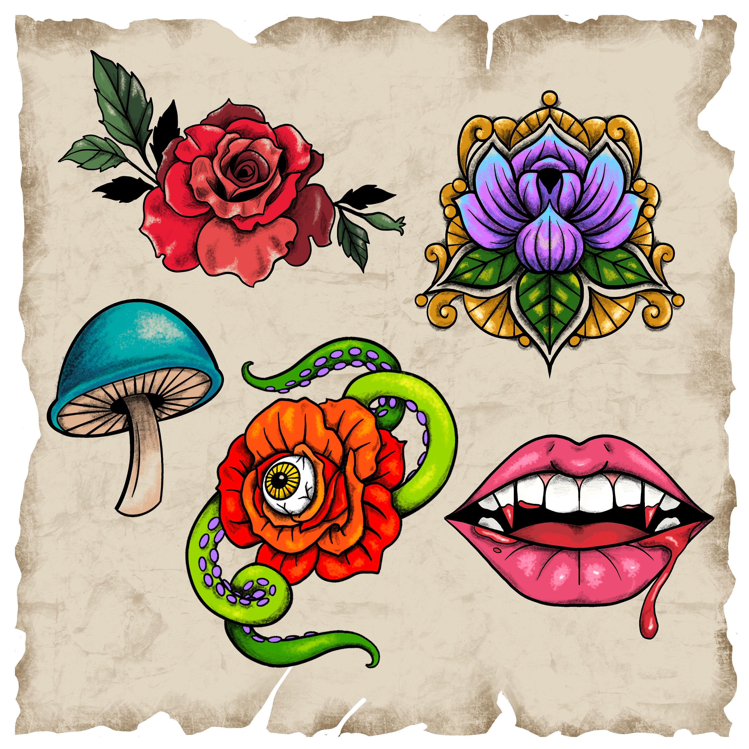 Custom Tattoo Design Full Color Tattoo Stencil Art Tattoo Trad - Etsy