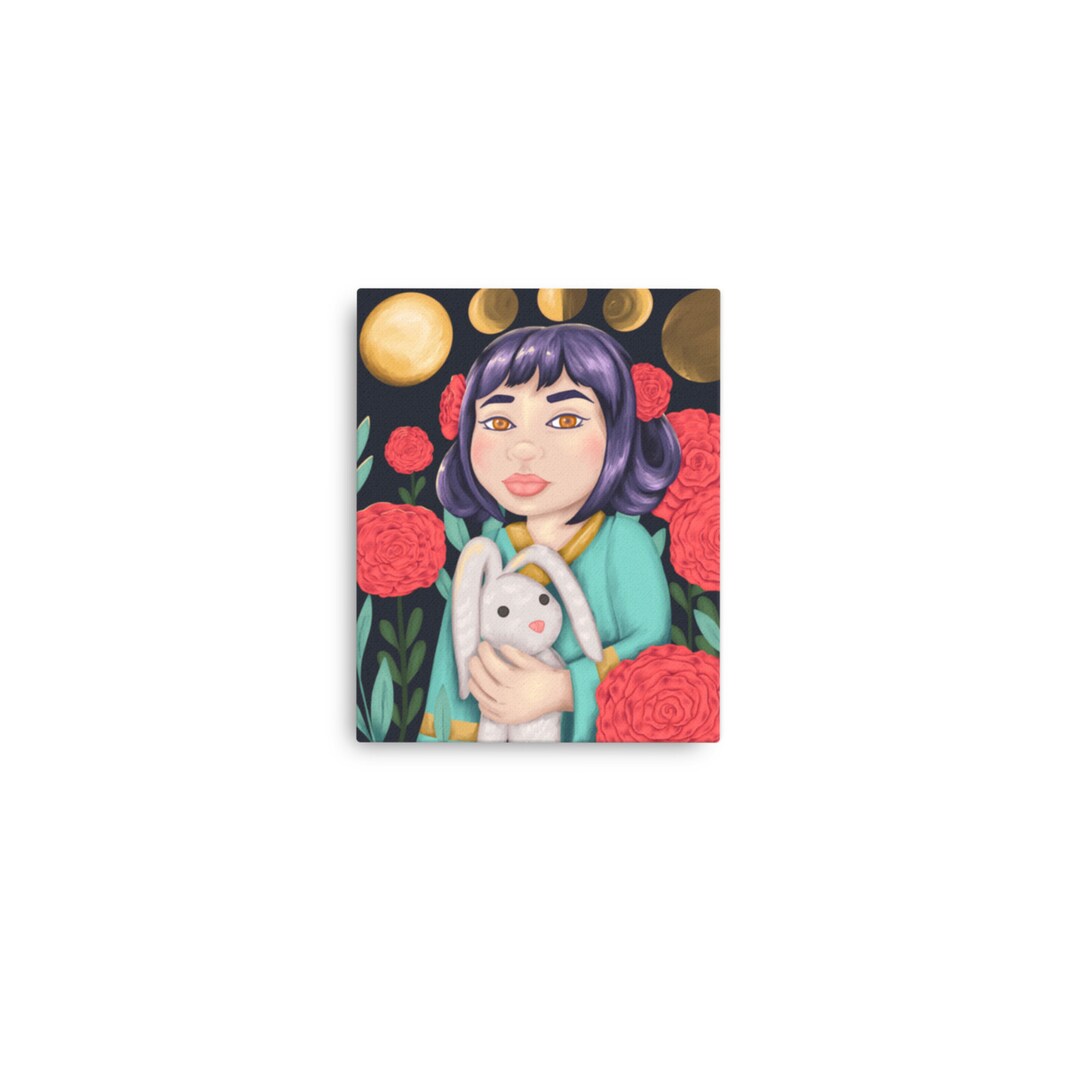 Lunar New Year of the Rabbit Art Full Moon Canvas Print 16x20 Digital ...