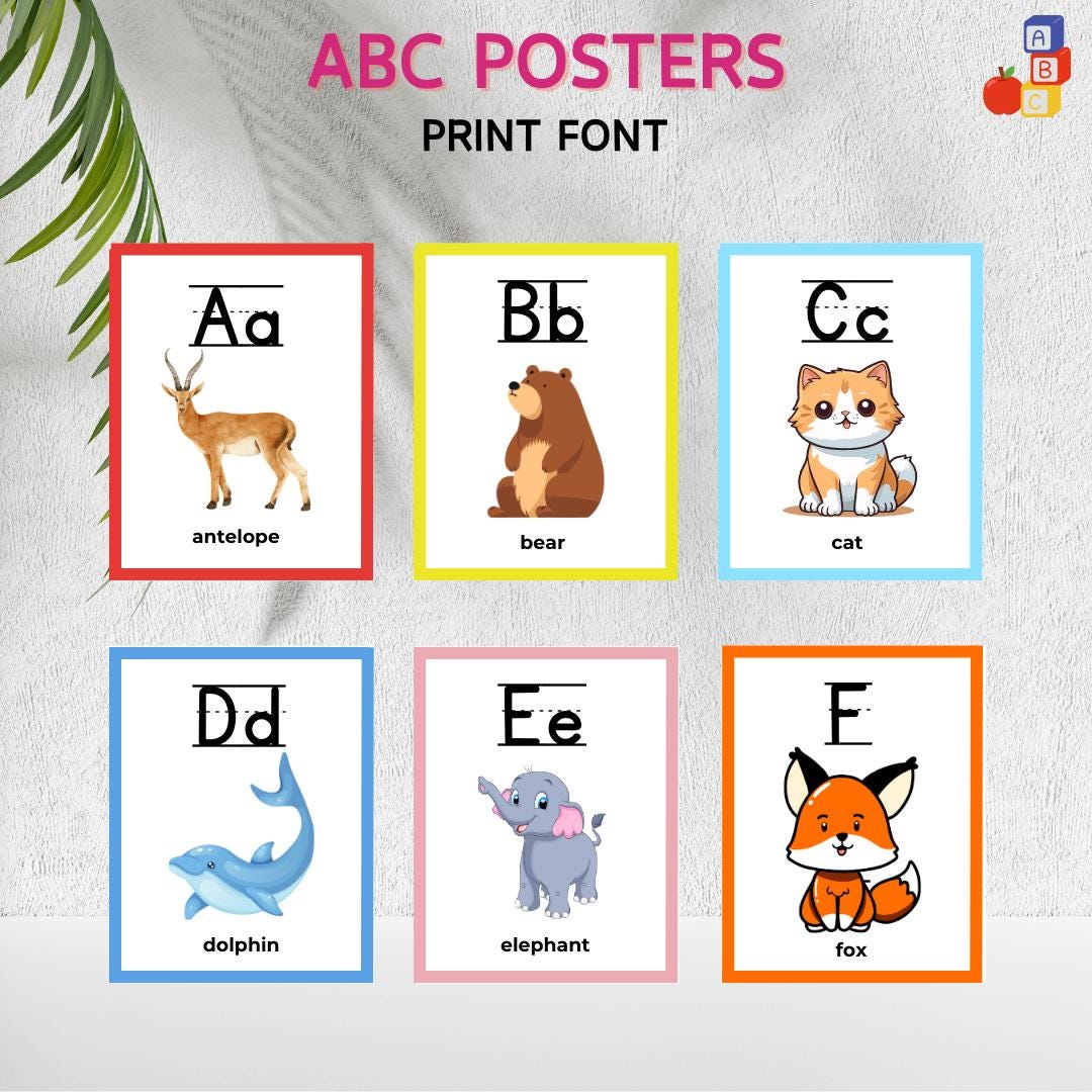 Printable Animal Alphabet Posters, ABC Wall Art for Classroom ...