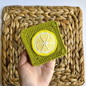 Lemon Granny Square Pattern, Crochet Summer of Citrus Afghan Motif - Etsy
