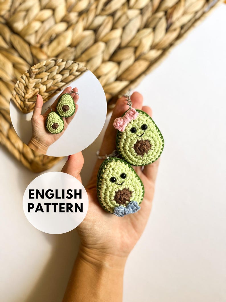 Amigurumi Avocado Keychain Crochet Pattern: DIY Tiny Fruit (PDF Pattern ...