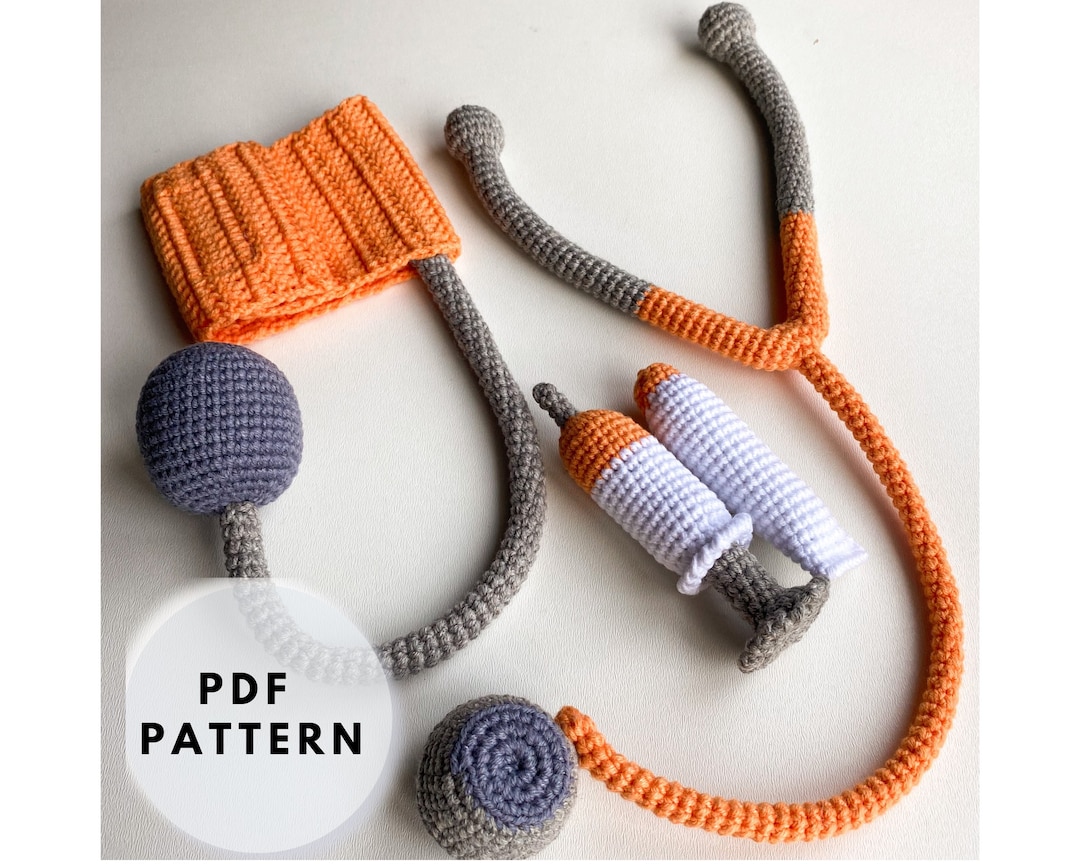 Crochet Doctor Set Pattern, Amigurumi Medical Set, Stethoscope, Blood ...