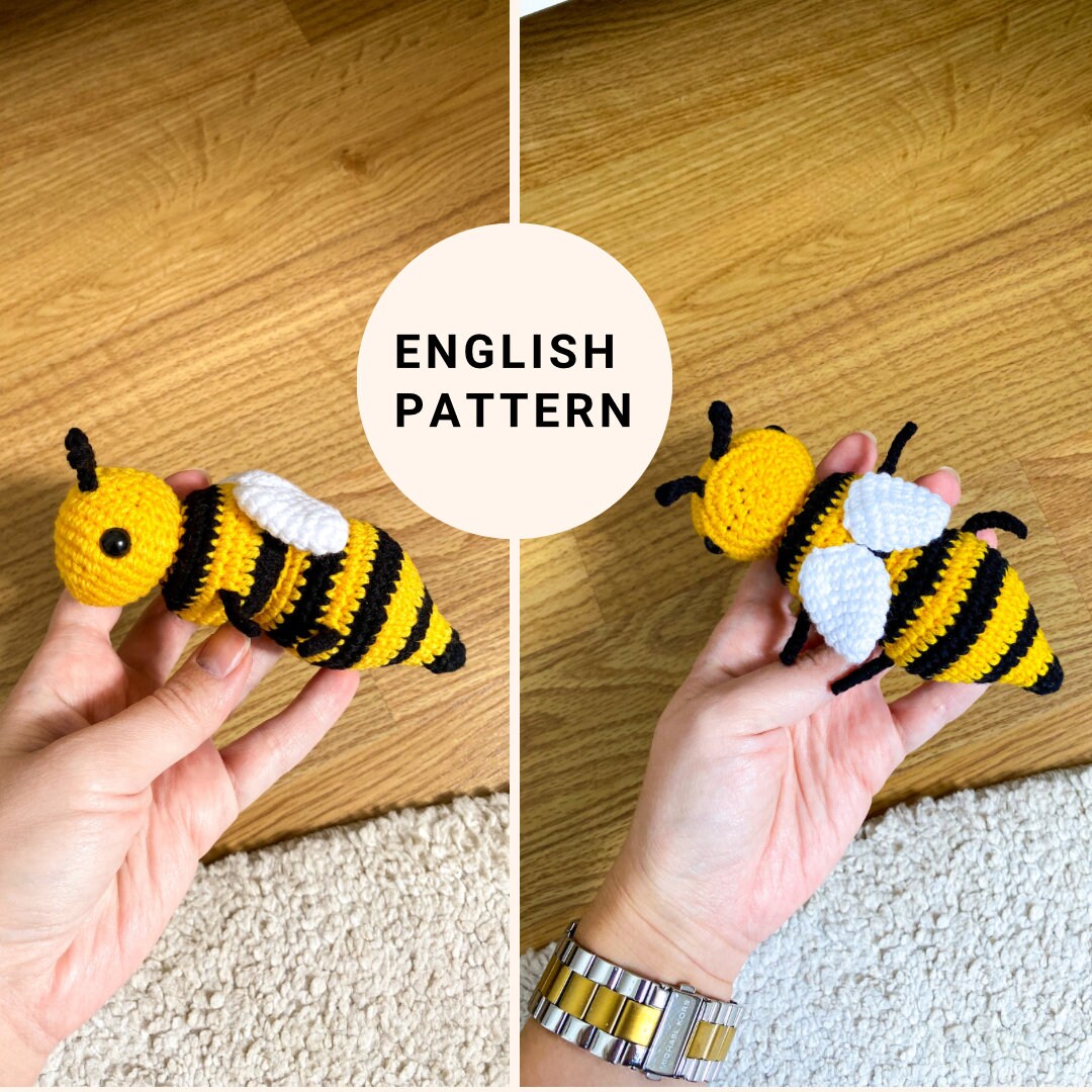Crochet Bee Pattern, Amigurumi Animals, Crochet Bee Keychain, Pdf in ...