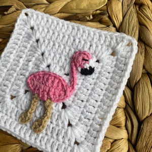 Crochet Flamingo Granny Square Pattern: Afghan Motif (english Pattern ...