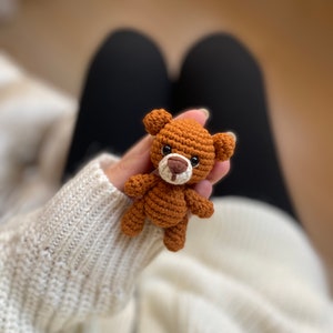 Crochet Teddy Bear Keychain Pattern, Amigurumi Bear Pattern, Christmas ...