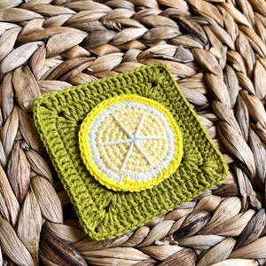 Lemon Granny Square Pattern, Crochet Summer of Citrus Afghan Motif - Etsy