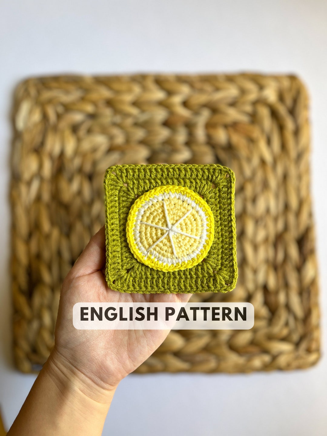 Lemon Granny Square Pattern, Crochet Summer of Citrus Afghan Motif - Etsy