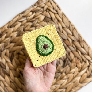 Granny Square Avocado Pattern, Crochet Afghan Motif, Crochet Avocado ...