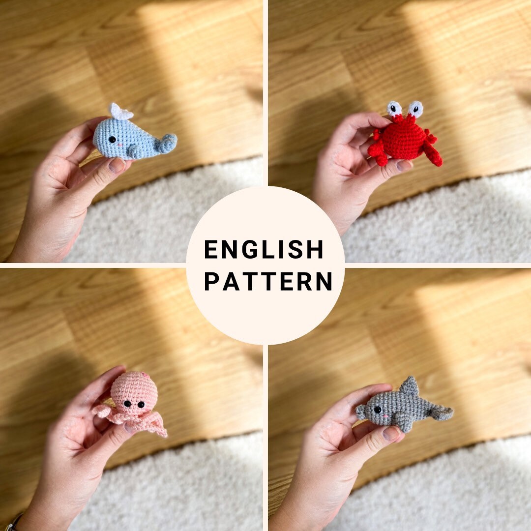 Crochet Crab-dolphin-octopus-whale Keychain Pattern, Amigurumi Sea ...