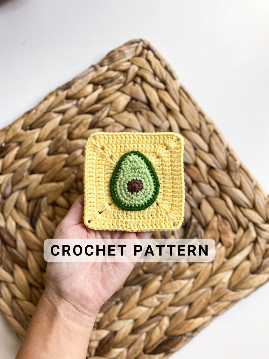 Granny Square Avocado Pattern, Crochet Afghan Motif, Crochet Avocado ...