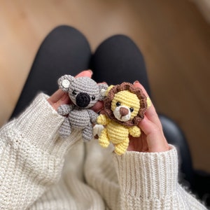 Crochet Koala Keychain Pattern, Amigurumi Lion, Crochet Lion Keychain ...