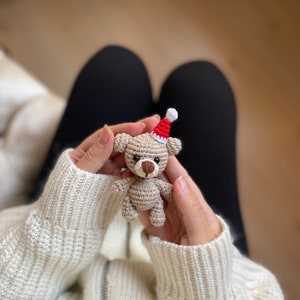 Crochet Teddy Bear Keychain Pattern, Amigurumi Bear Pattern, Christmas ...