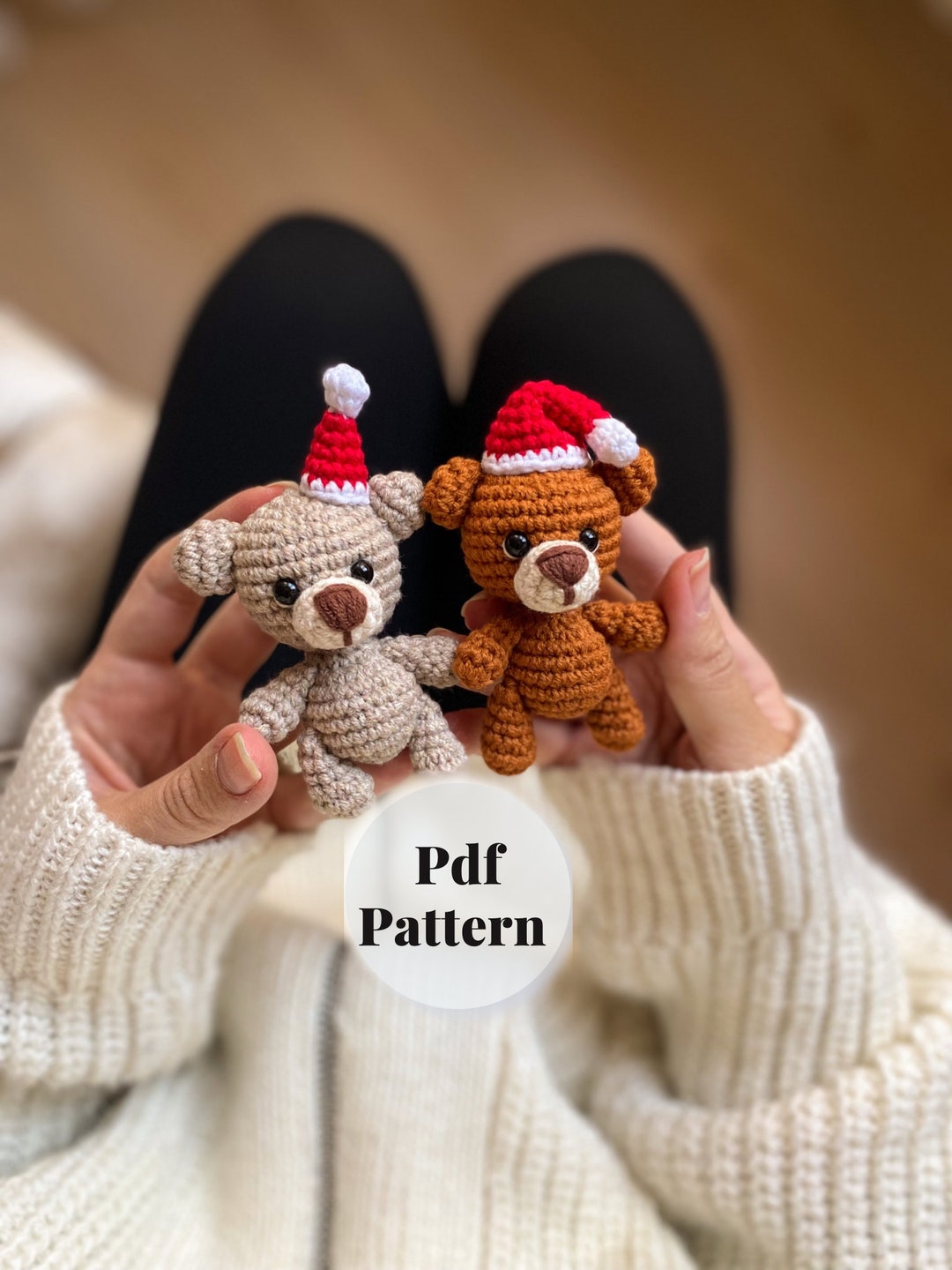 Crochet Christmass Teddy Bear Pattern, Amigurumi Bear Keychain ...