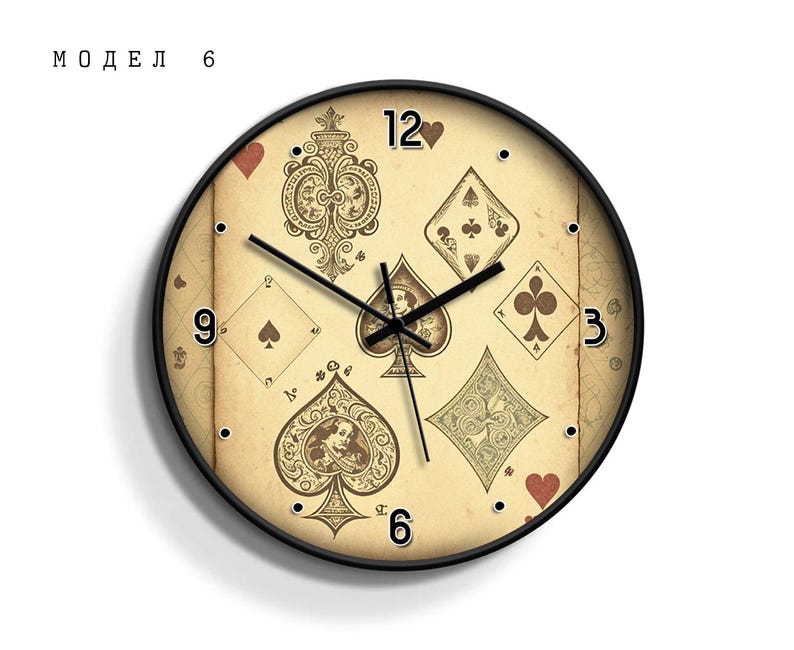 Vintage Playing Cards Collection Unique Wall Clock Great for Home Decor ...