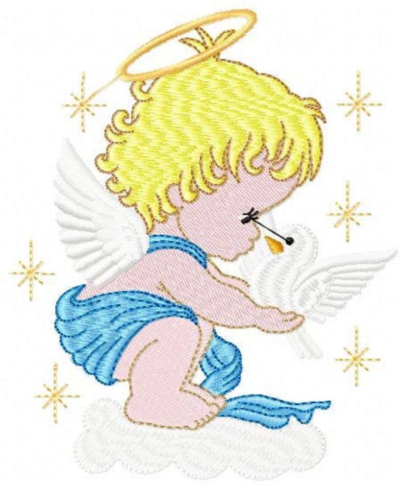 Baby Angel Embroidery Design Bird Embroidery Dove - Etsy