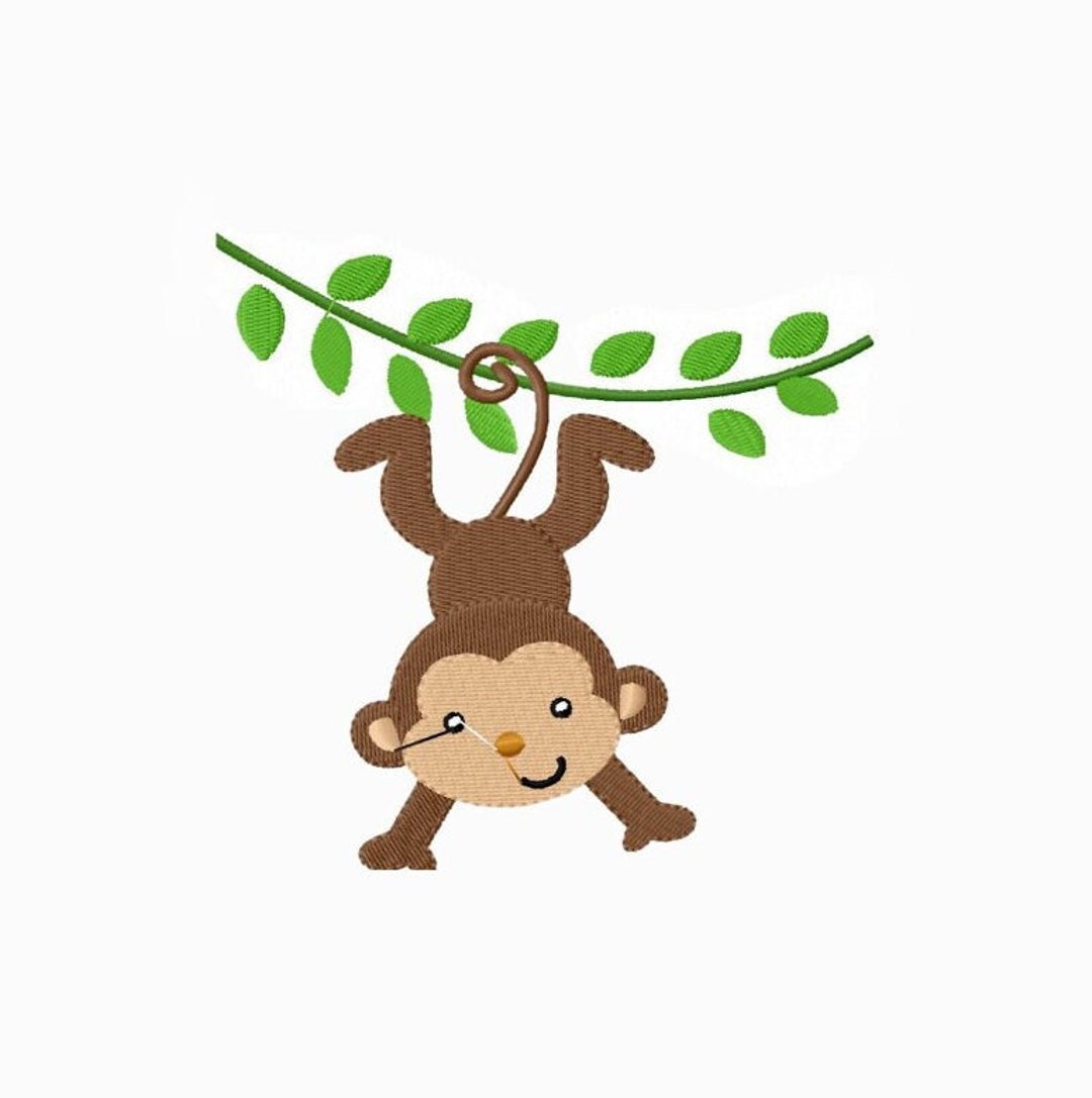 Monkey Machine Embroidery Design Instant Download 4 Sizes - Etsy