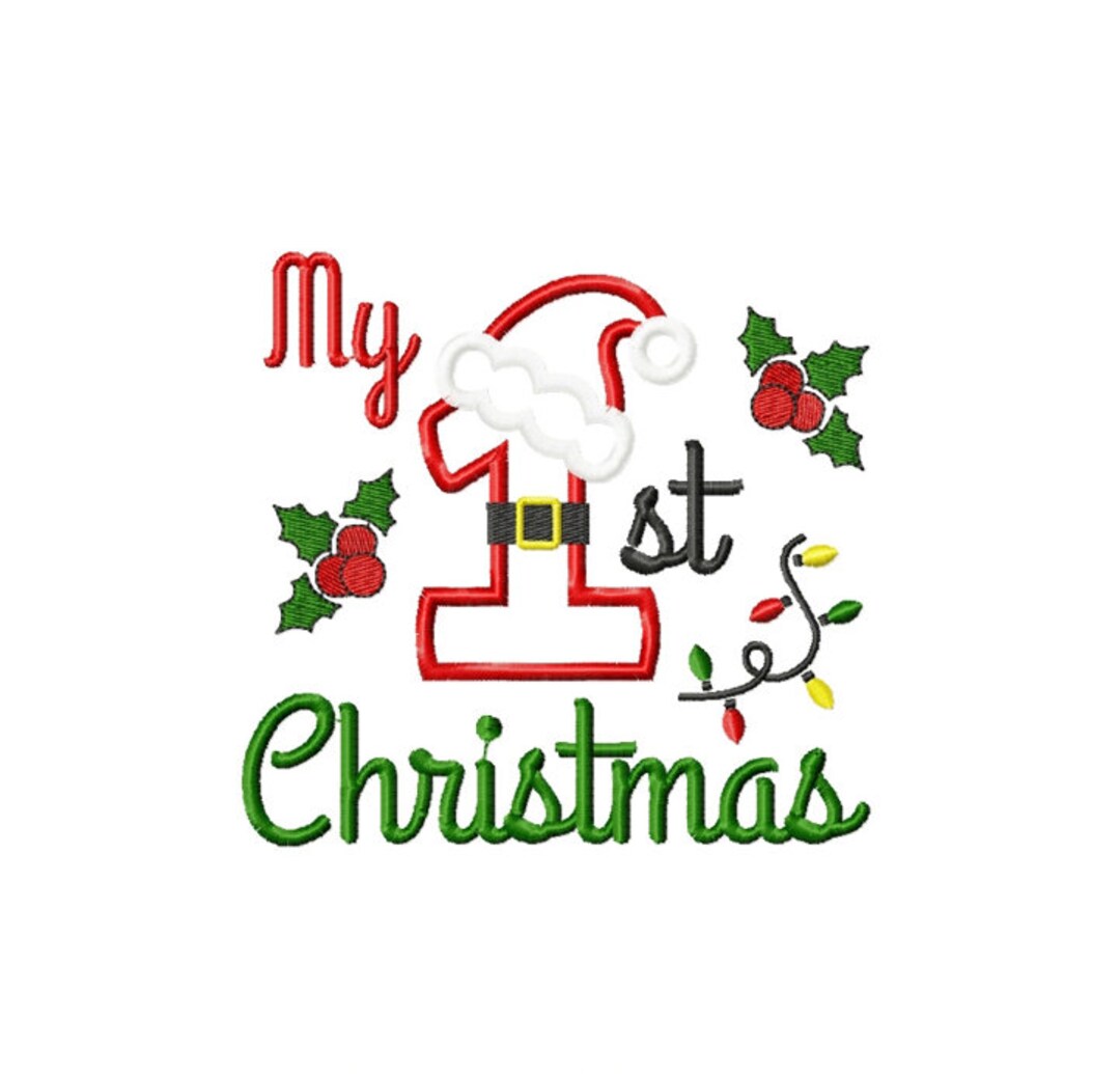 My 1st Christmas Applique Embroidery Design, Baby's First Christmas ...