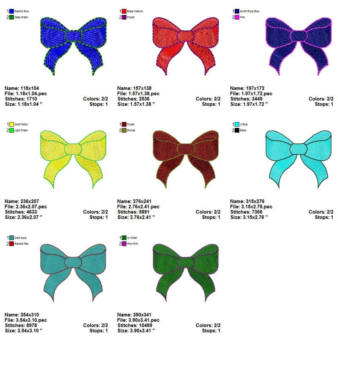 Ribbon Bow Embroidery Designs for Girls Machine Embroidery - Etsy
