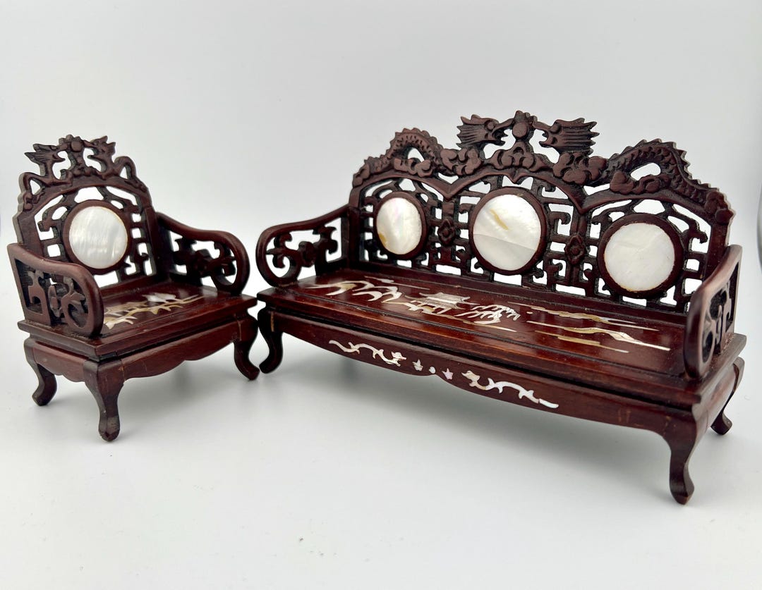 Traditional Chinese Seating Large Sofa and Chair With Dragons. Gorgeous ...