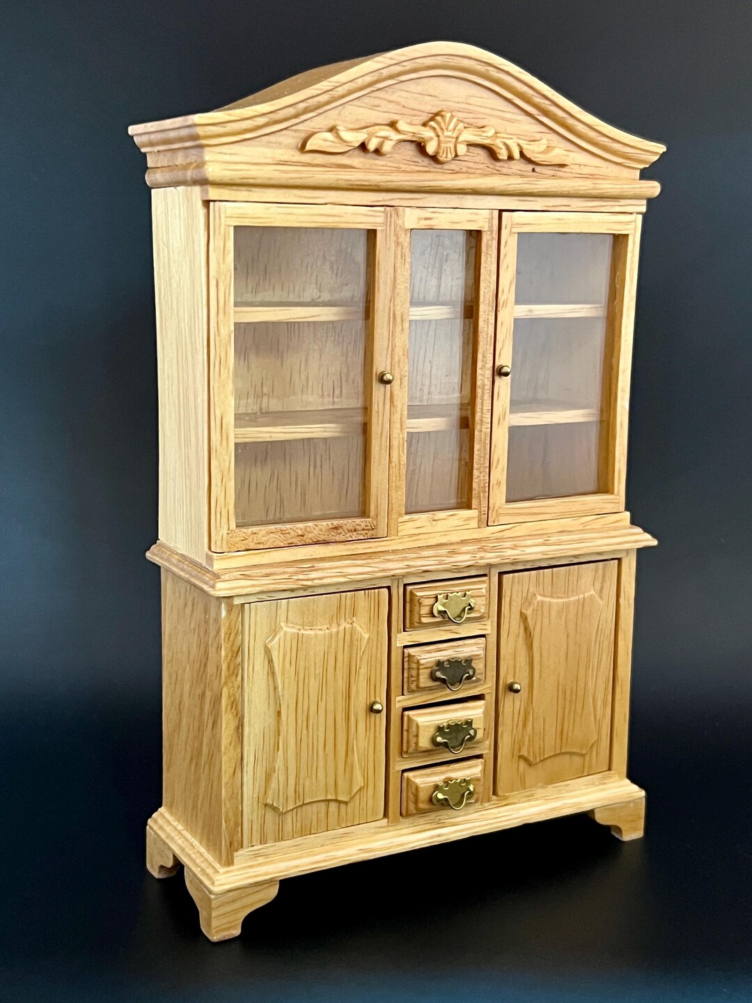 Beautiful Pine Kitchen Hutch With Glass Doors and Chrysnbon Utensils ...