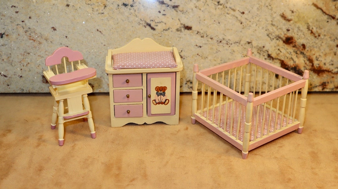 VTG Baby’s Furniture! Playpen / Crib, Changing Table / Dresser & High ...