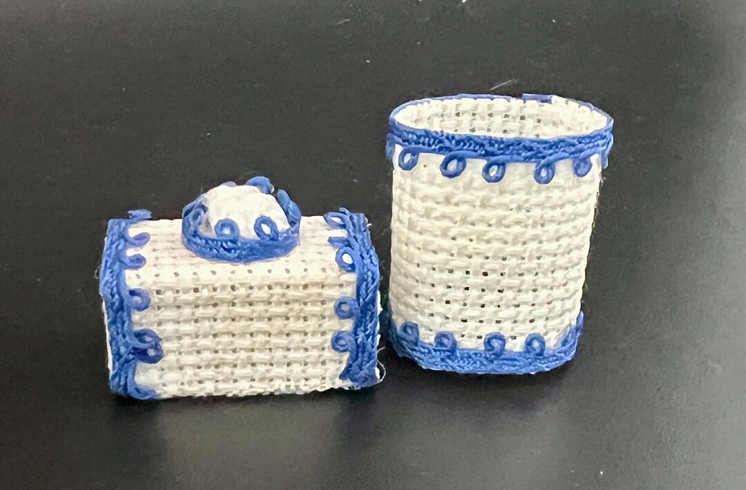Hand Crocheted Tissue Box Cover and Wastepaper Basket. Includes Vintage ...