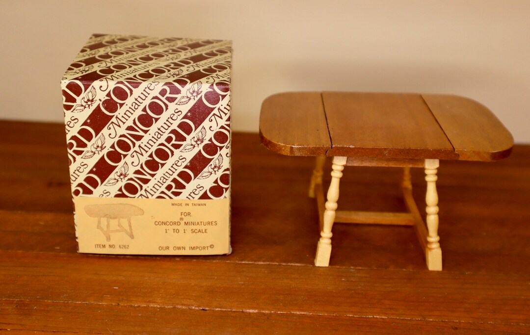 VTG Concord Drop-leaf Table Natural 2-tone Wood in Original Box. Scale ...