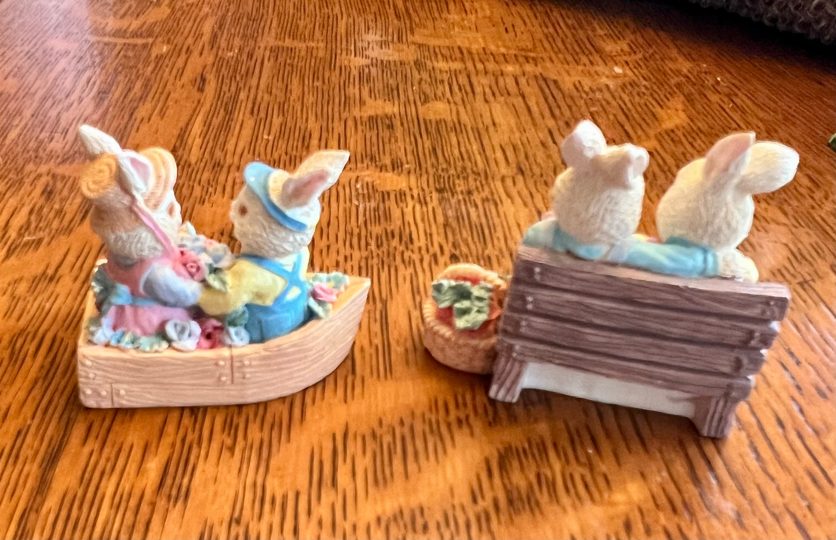 Not 1:12. Spring Park Bridge Bunnies Figurines Two in a Boat - Etsy