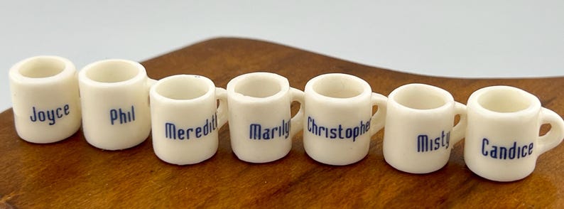 Coffee Time! ONLY “misty” Available. Personalized Mugs. Dollhouse Scale ...
