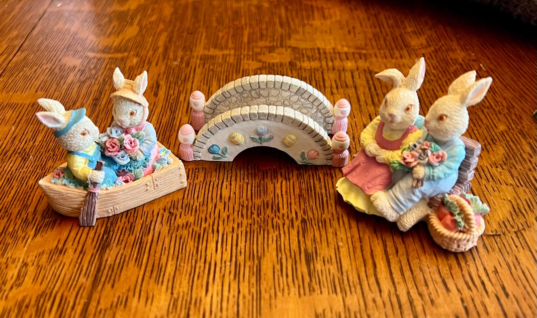 Not 1:12. Spring Park Bridge Bunnies Figurines Two in a Boat - Etsy