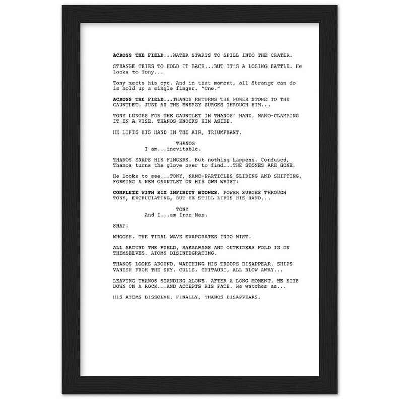 I AM IRON MAN Avengers: Endgame Screenplay Replica A4 Poster - Etsy
