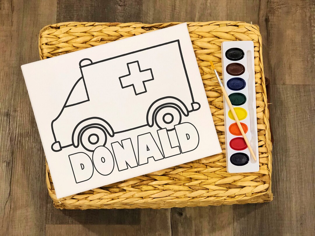 Ambulance - Personalized - Pre Sketched Paint Party Canvas - Birthday ...