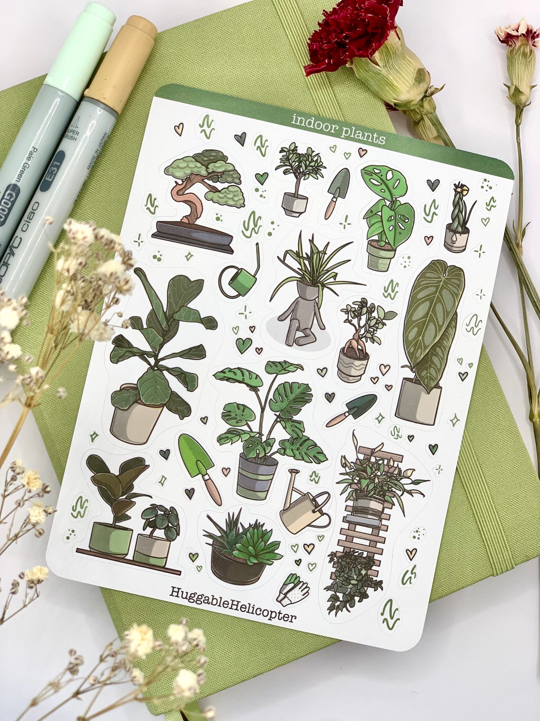 Indoor Plant Sticker Sheet Plant Stickers Tropical Plant Stickers ...