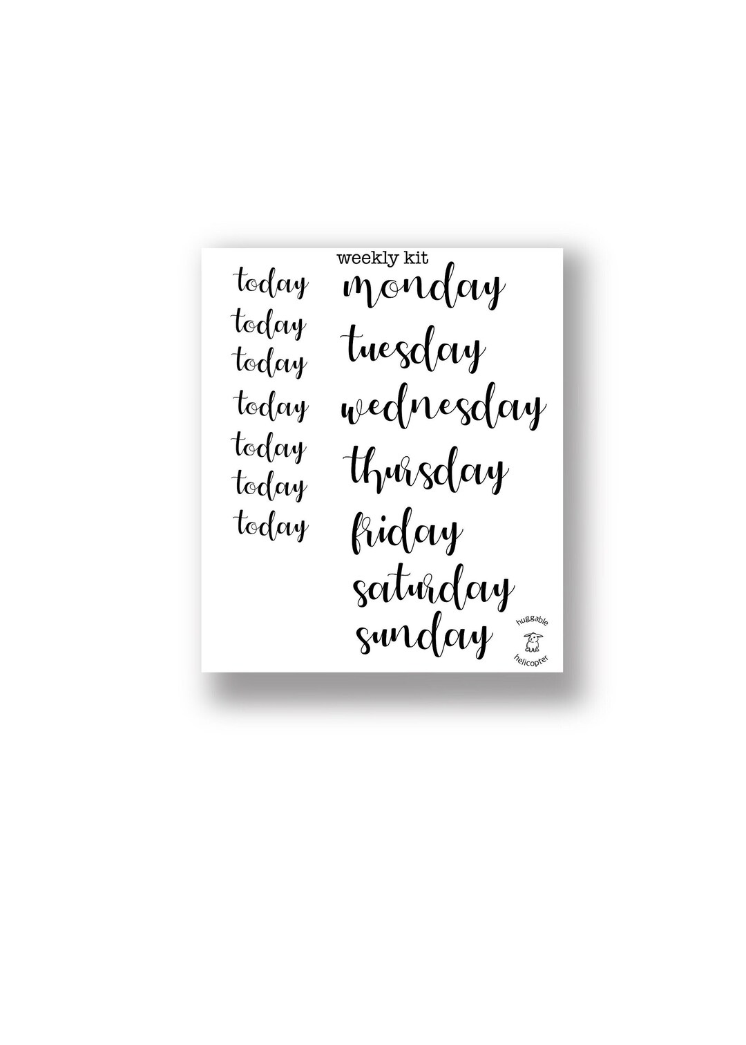 Weekly Bullet Journal Sticker Sheet Weekday Template Stickers Bullet ...