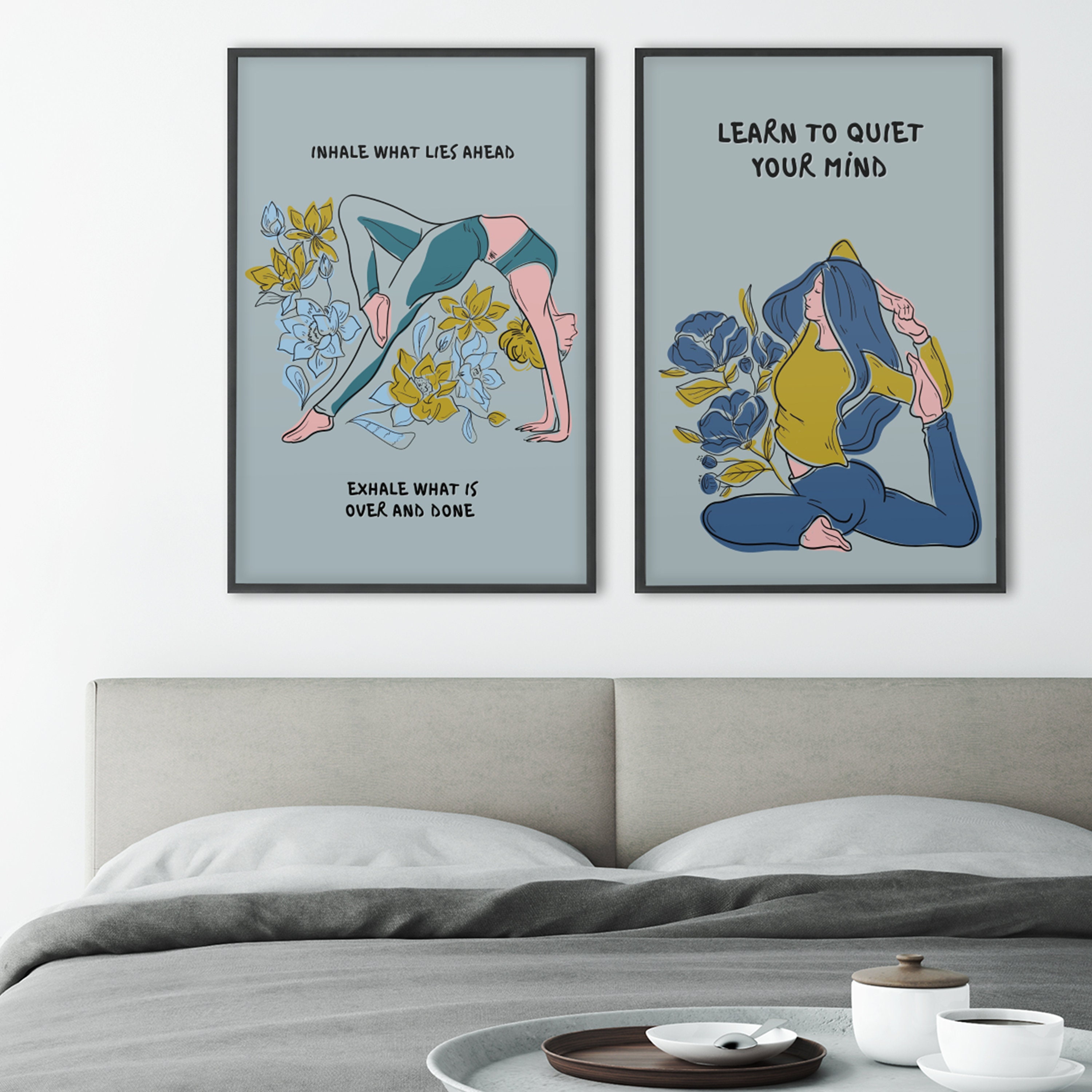 Printable Yoga Poster Set of 8 for Home Practice, Set of 8 Yoga Poses ...