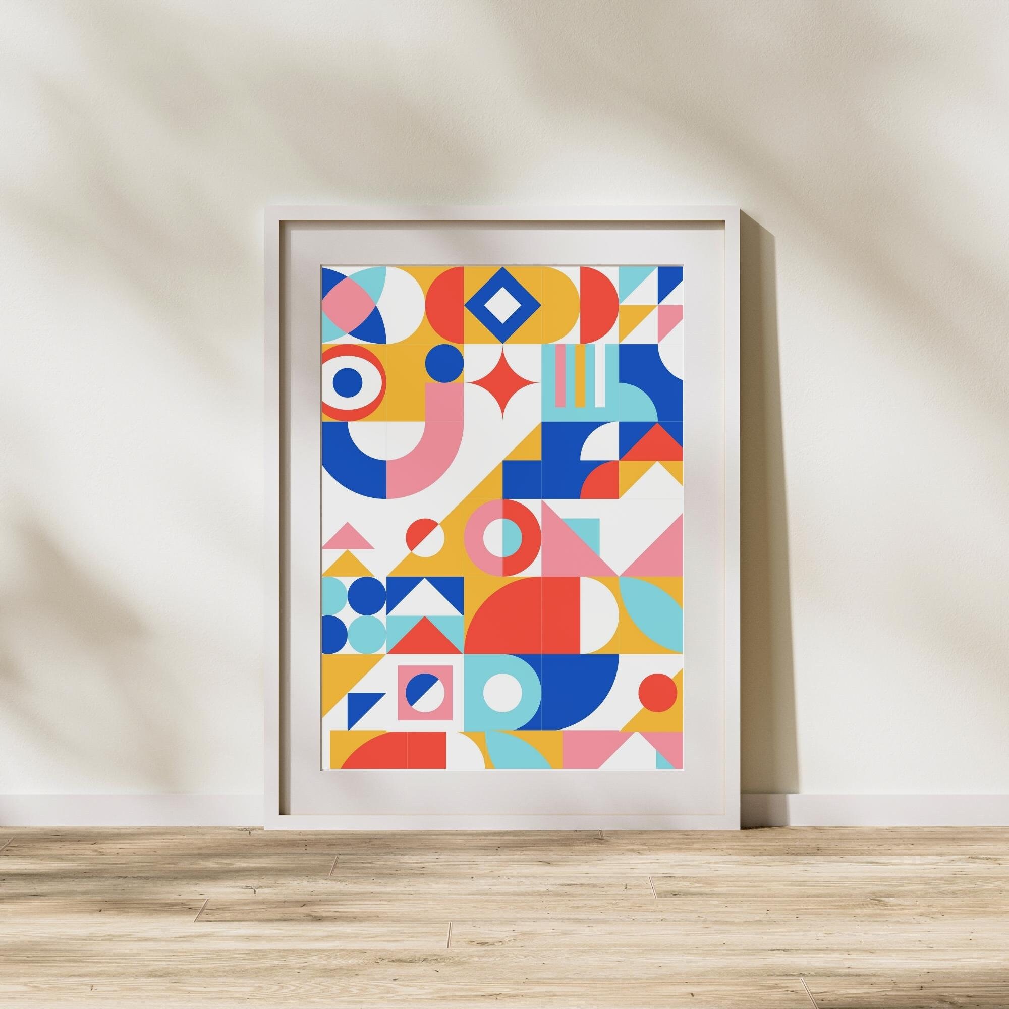 Bauhaus-inspired Geometric Shapes Poster, Modern Wall Art Print for ...