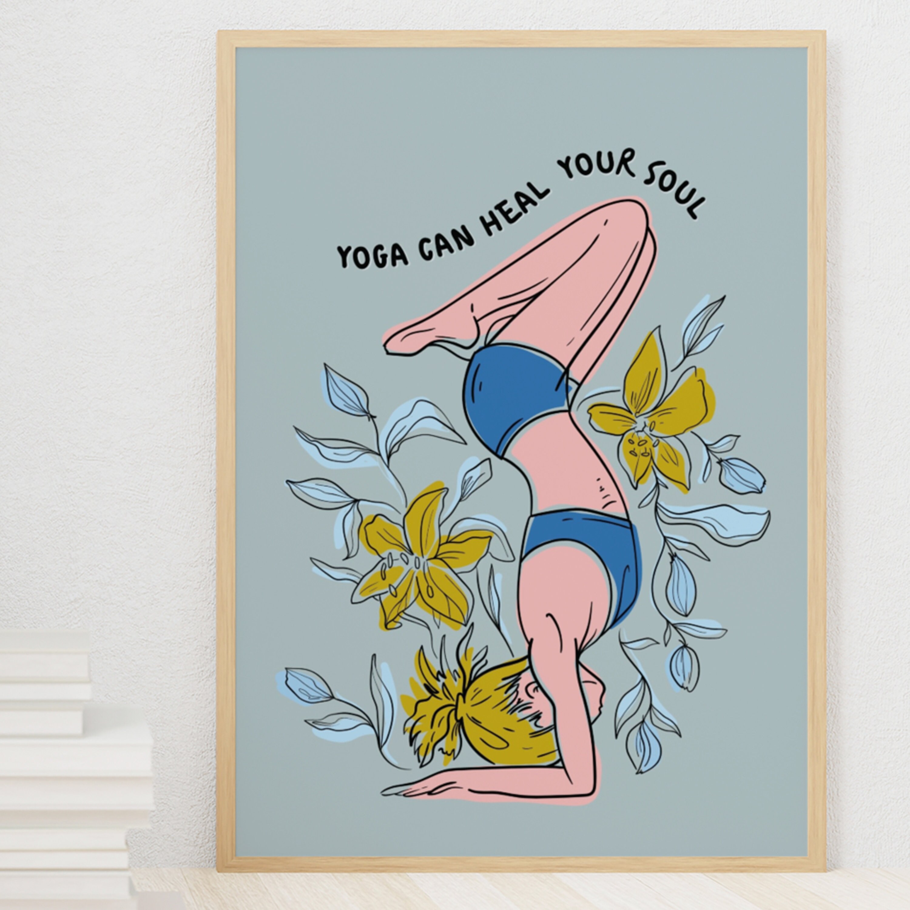 Printable Yoga Poster Set of 8 for Home Practice, Set of 8 Yoga Poses ...